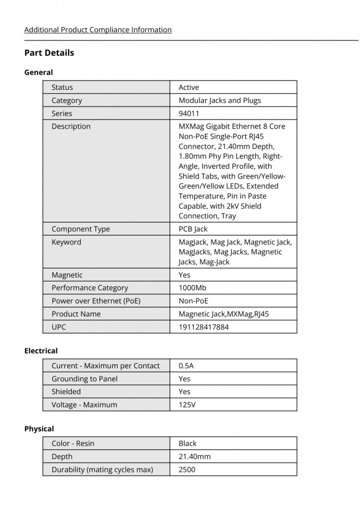 Technical document image 2 for MOLEX 940118628