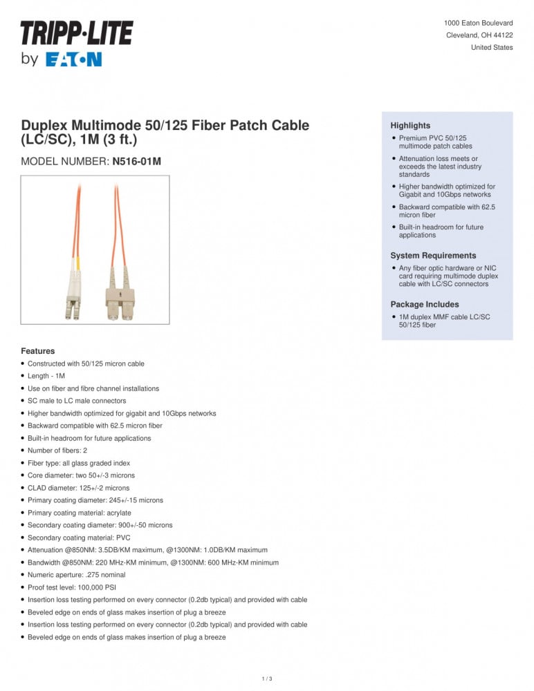 N516-01M technical document page 1