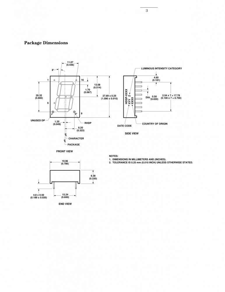 HDSP-816G datasheet page 3