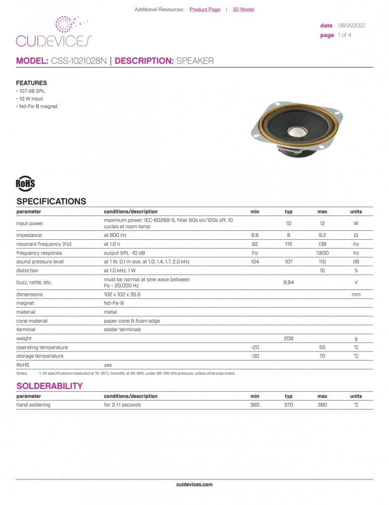 CSS-1021028N datasheet page 1