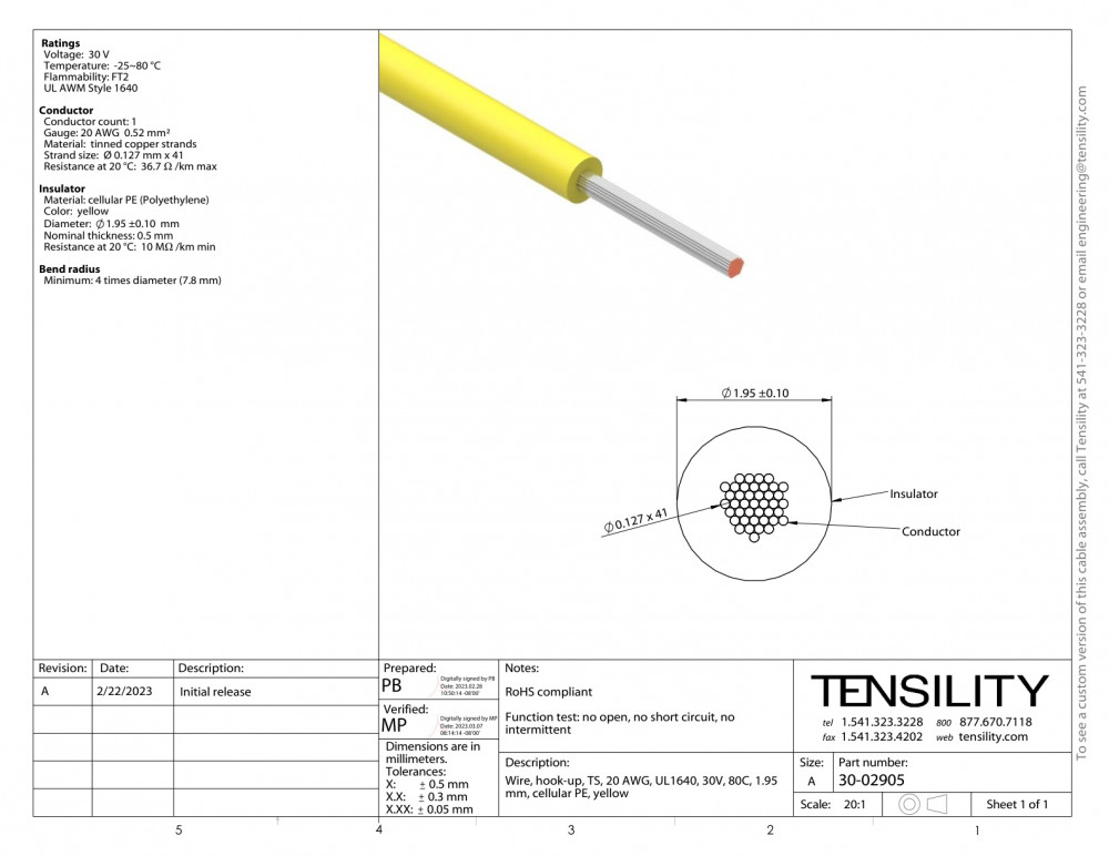 Tensility International 30-02905 product drawing