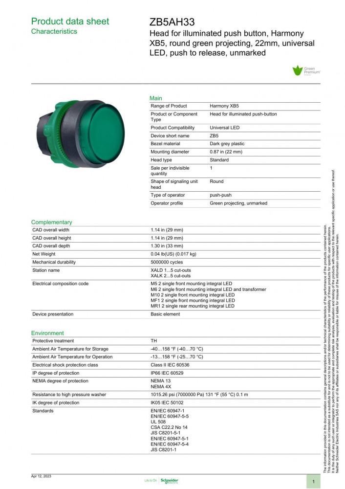 ZB5AH33 technical document page 1