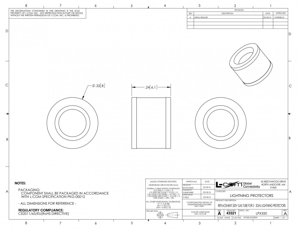 L-com LPX350 technical drawing