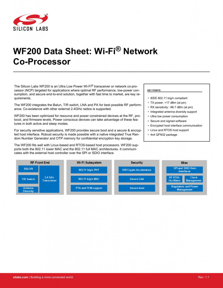WF200 datasheet page 1