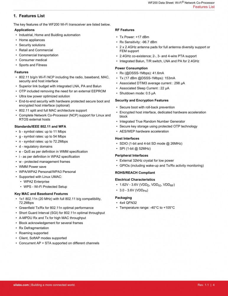 WF200 datasheet page 4