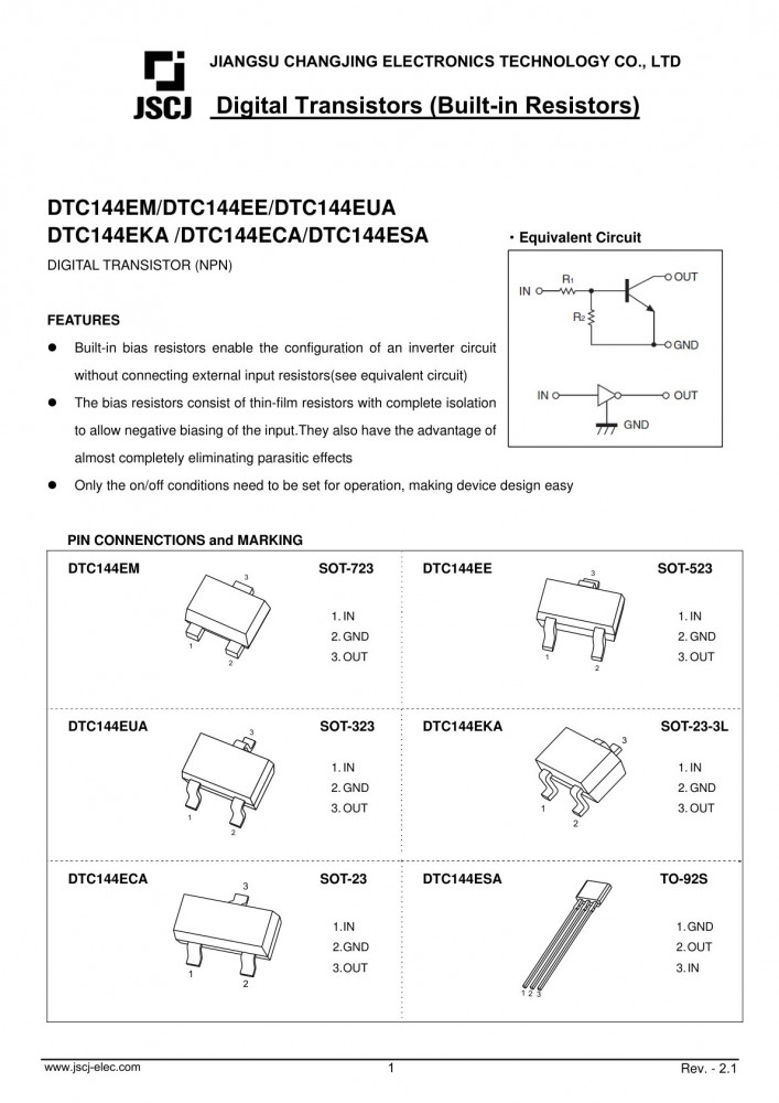 DTC144EE datasheet page 1