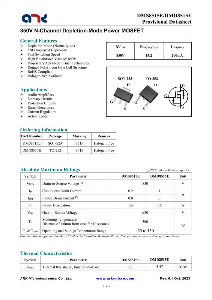 DMD8515E datasheet page 1
