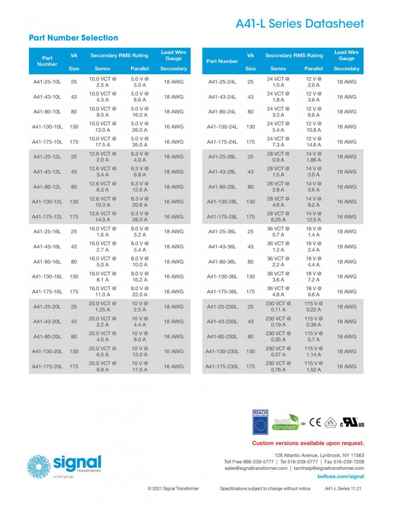 Bel Fuse A41-L series datasheet page 2