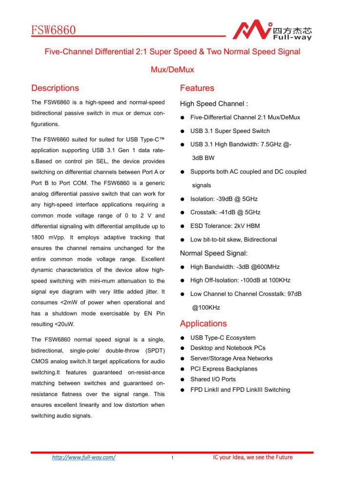 FSW6860 datasheet page 1