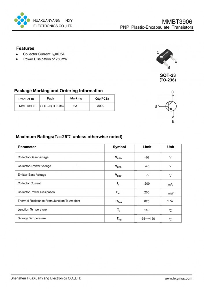MMBT3906 datasheet page 1