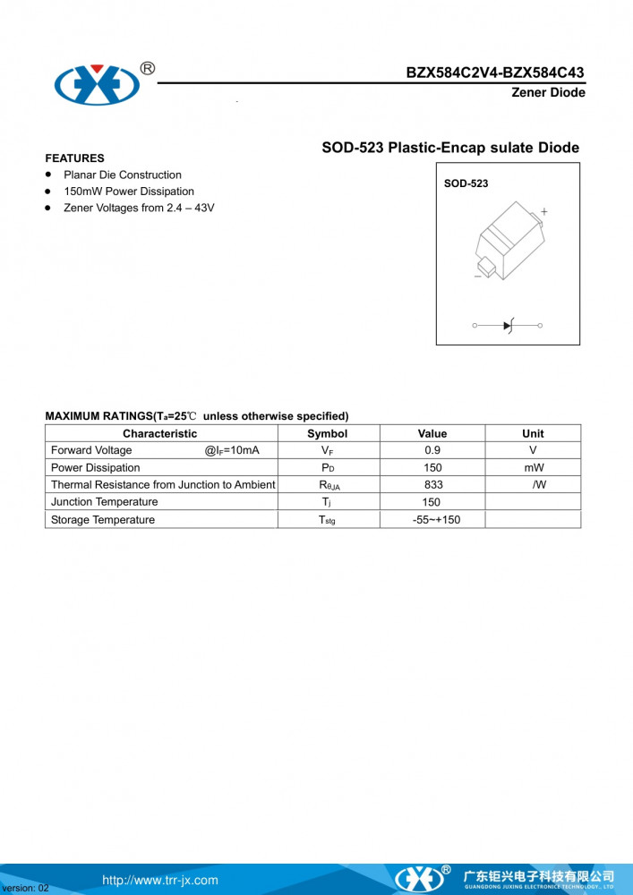 BZX584C3V3 datasheet page 1
