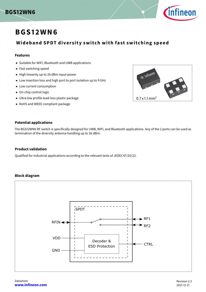 BGS12WN6 datasheet page 1