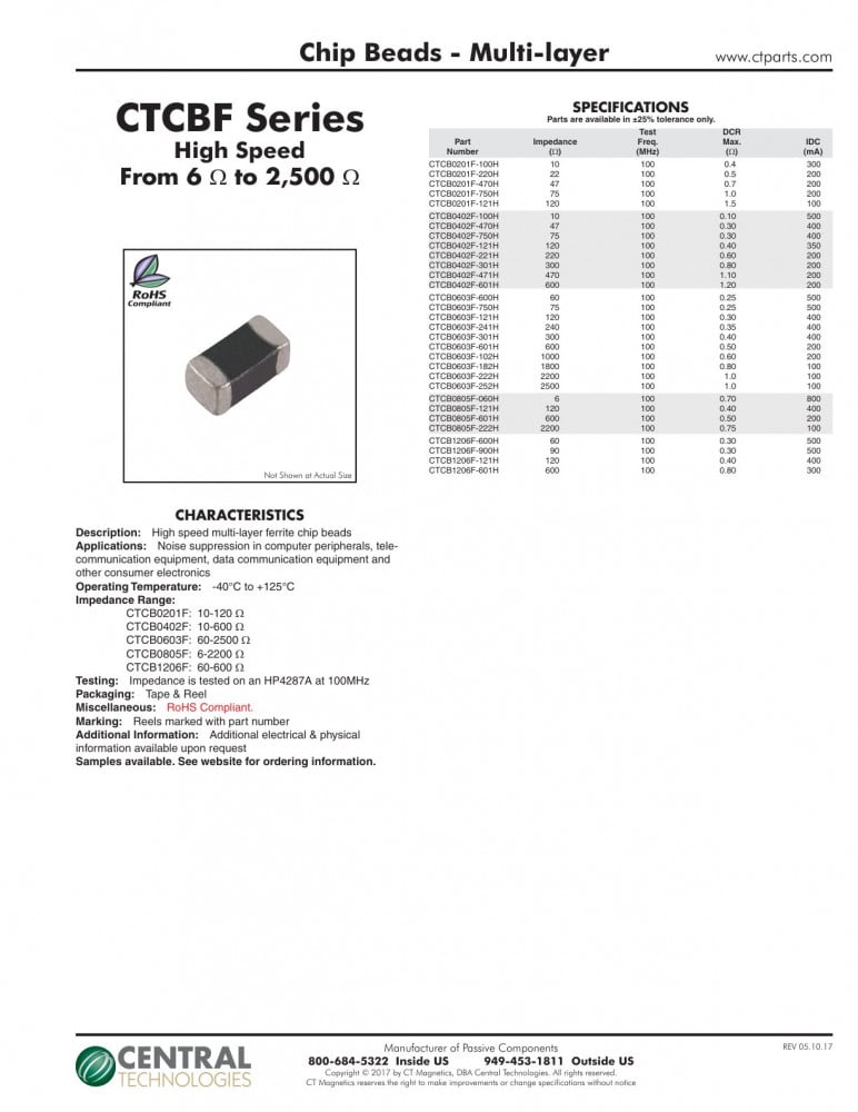 Central CTCBF series technical document page 1
