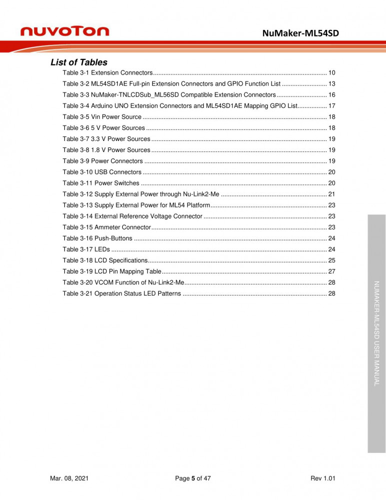 NuMaker-ML54SD manual page 5