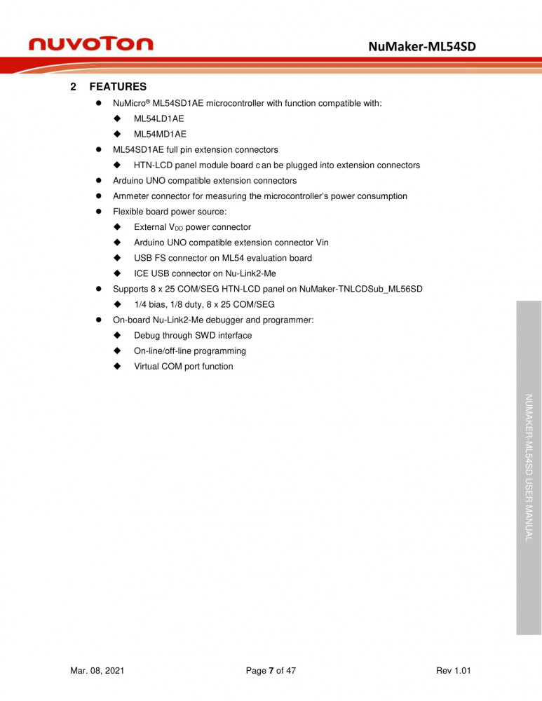 NuMaker-ML54SD manual page 7