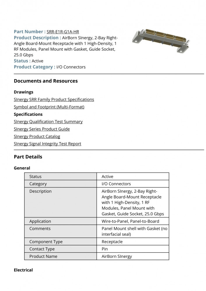SRR-E1R-G1A-HR technical document preview, page 1