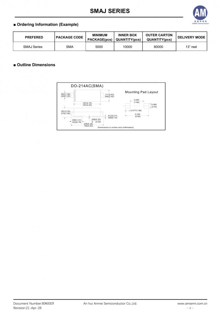 SMAJ series datasheet page 4