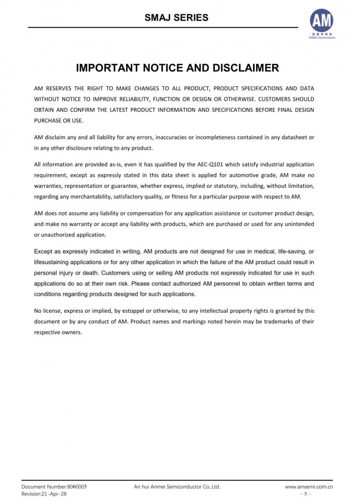 SMAJ series datasheet page 5