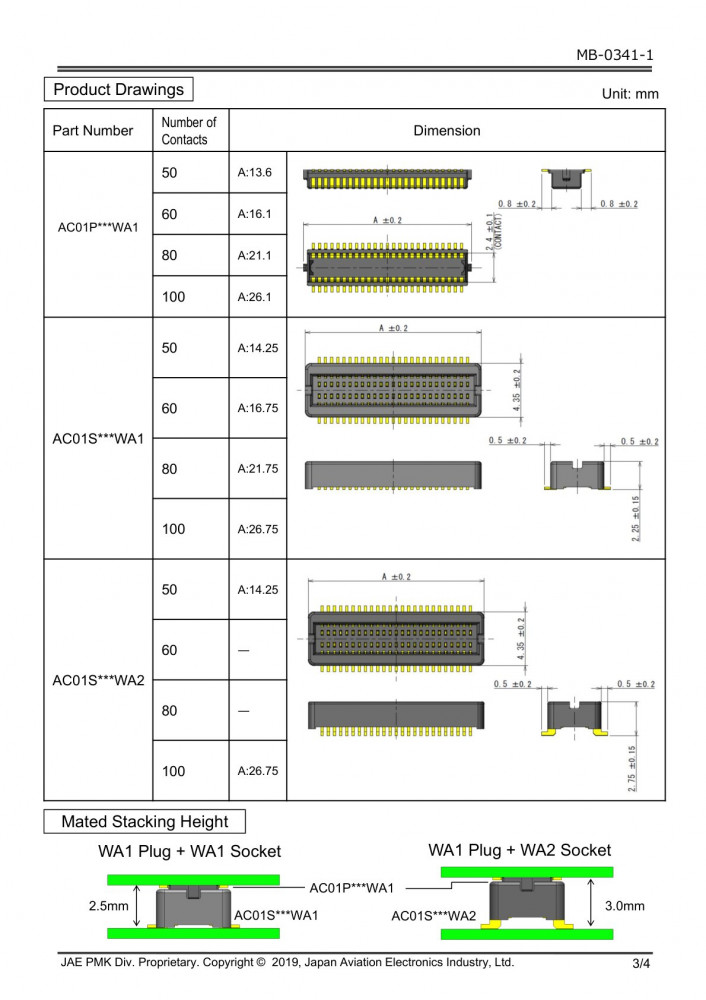 JAE AC01 series datasheet page 3