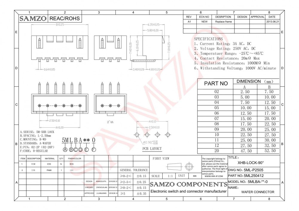SAMZO 5MLBA040 technical drawing