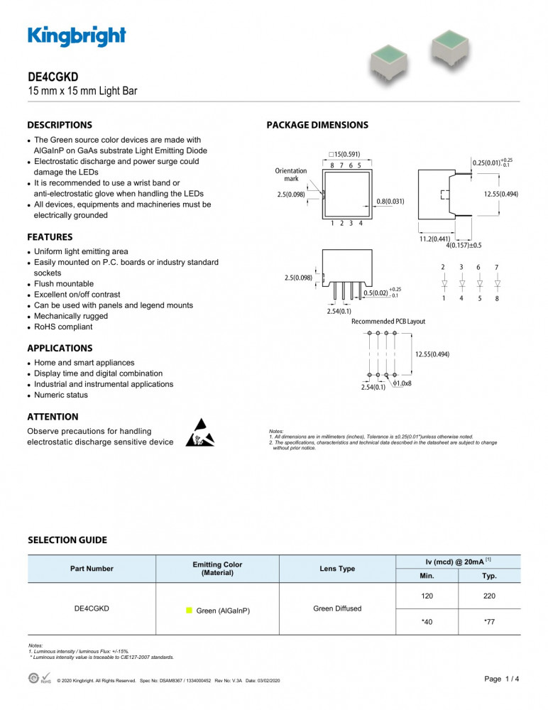 DE4CGKD datasheet page 1