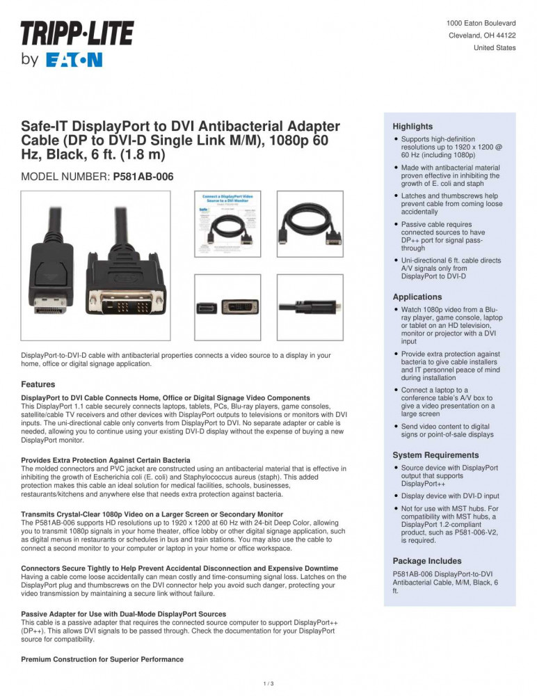 P581AB-006 technical document page 1