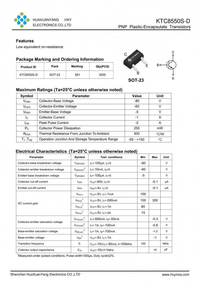 KTC8550S-D-HXY datasheet page 1