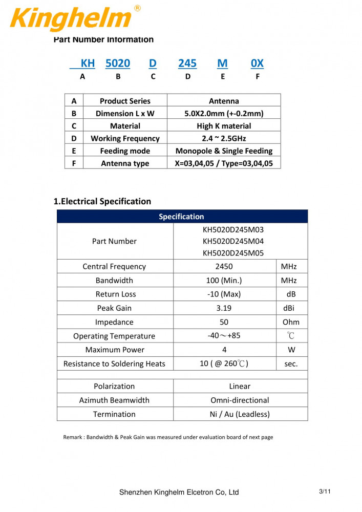 KH-5020D245M0X datasheet page 3