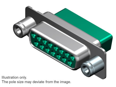 FCT Standard-Density D-Sub Crimp Housing, Female, Tin Plated Shell without Dimples, 6.50mm M3 Threaded Front Spacer, 37 Circuits, Green Front and Rear Insulator, Crimp Contacts Included for sale