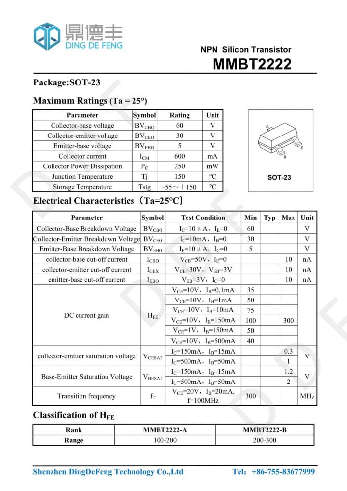 DDF MMBT2222 datasheet preview
