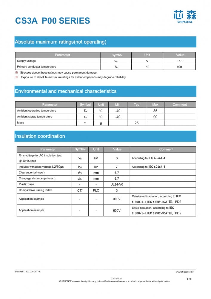 CS3A P00 datasheet page 2
