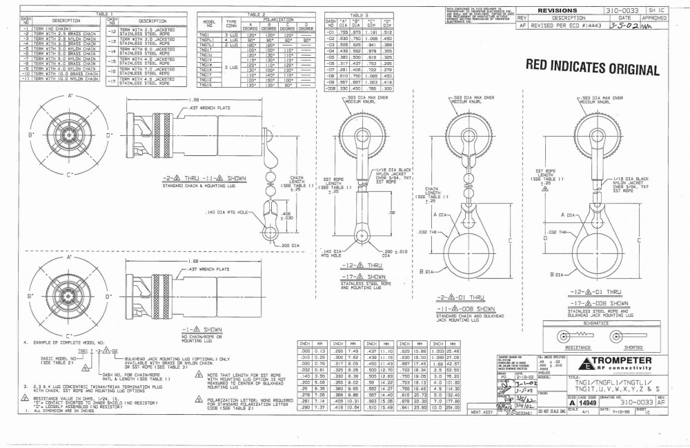TNG1 connector family technical document page