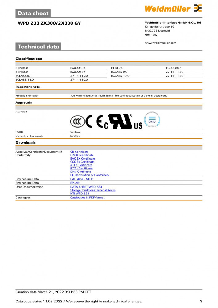 WEIDMULLER WPD 233 product documentation page 3