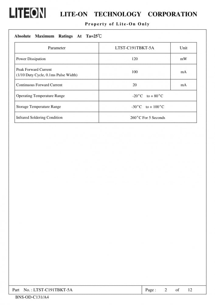 LTST-C191TBKT-5A datasheet page 3