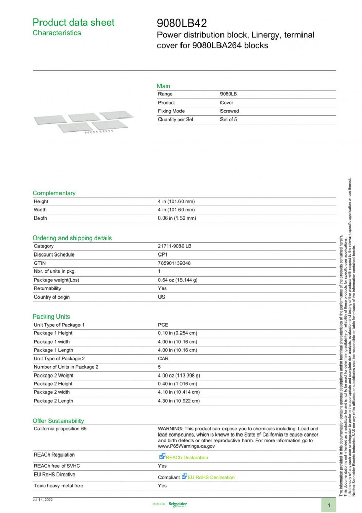 9080LB42 technical document page 1