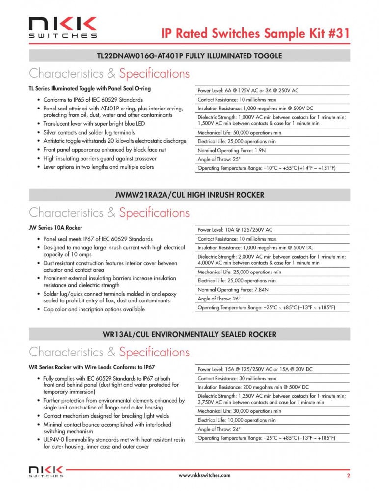 KIT31-IP rated switches technical document page 2
