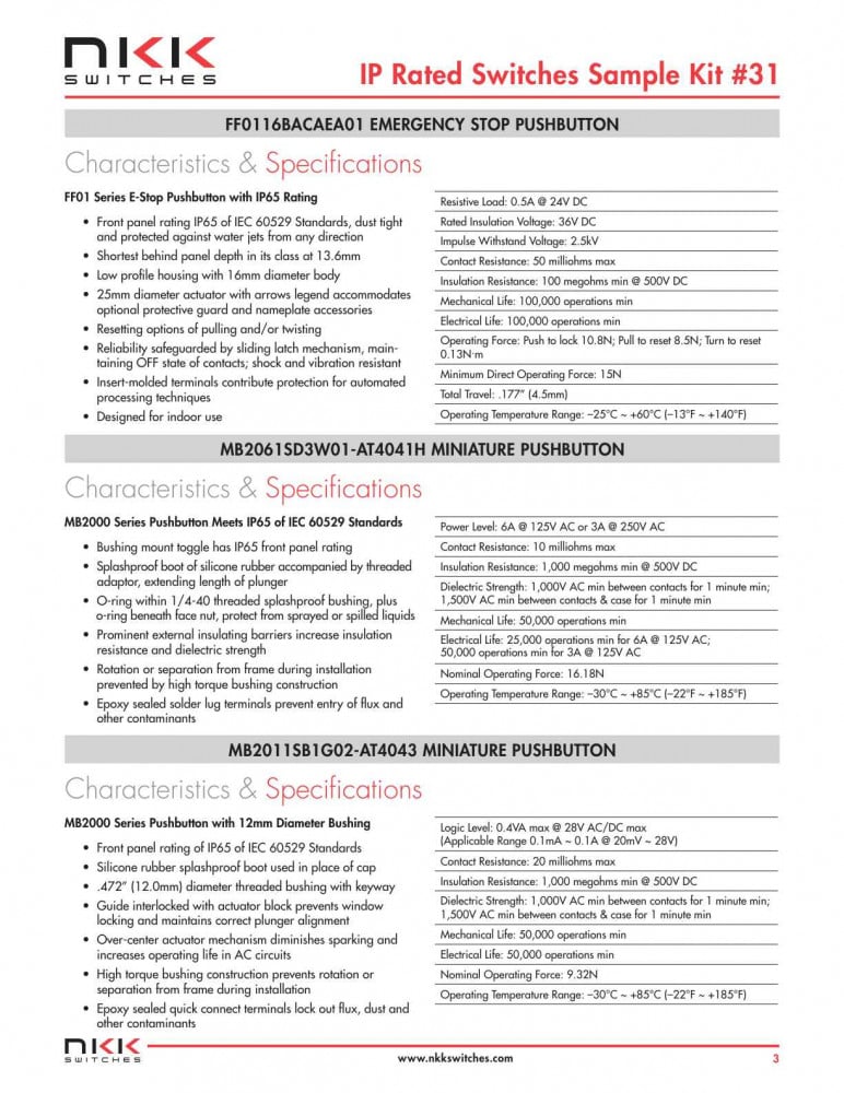 KIT31-IP rated switches technical document page 3
