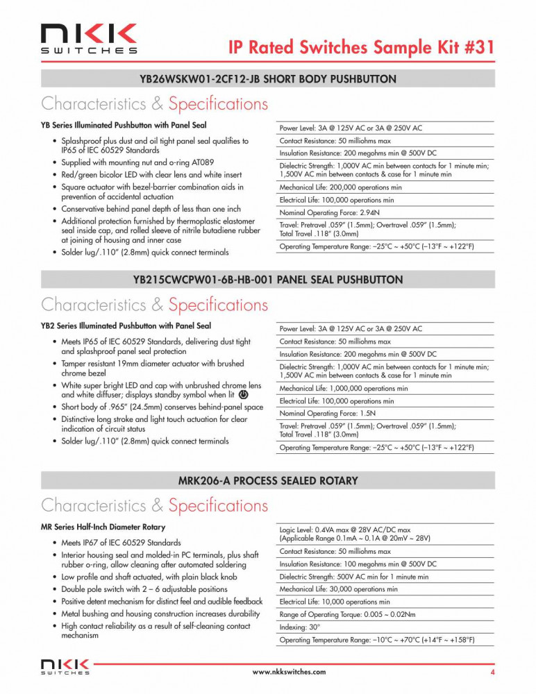 KIT31-IP rated switches technical document page 4