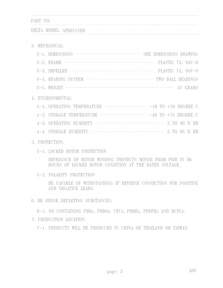 AFB0712HB approval specification page 3