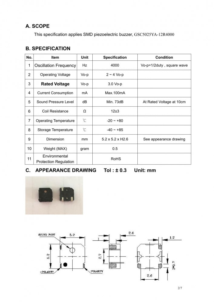 GSC5025YA-12R4000 specification page 2