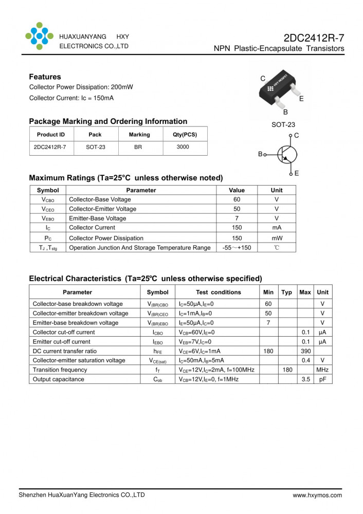 2DC2412R-7-HXY datasheet page 1