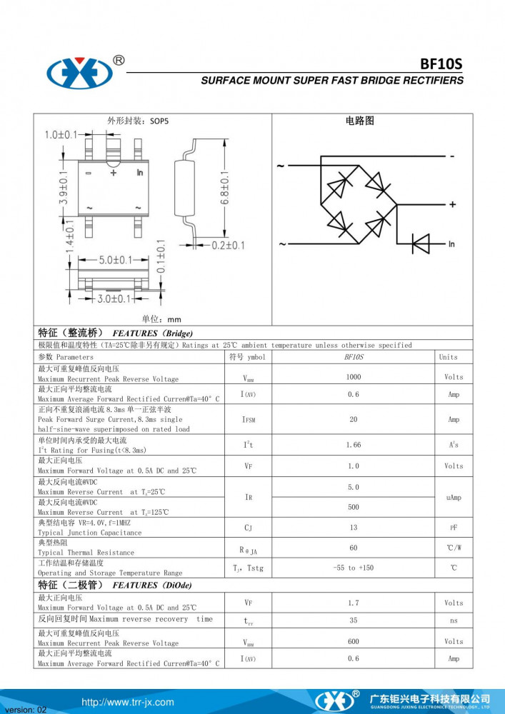 JUXING BF10S datasheet page