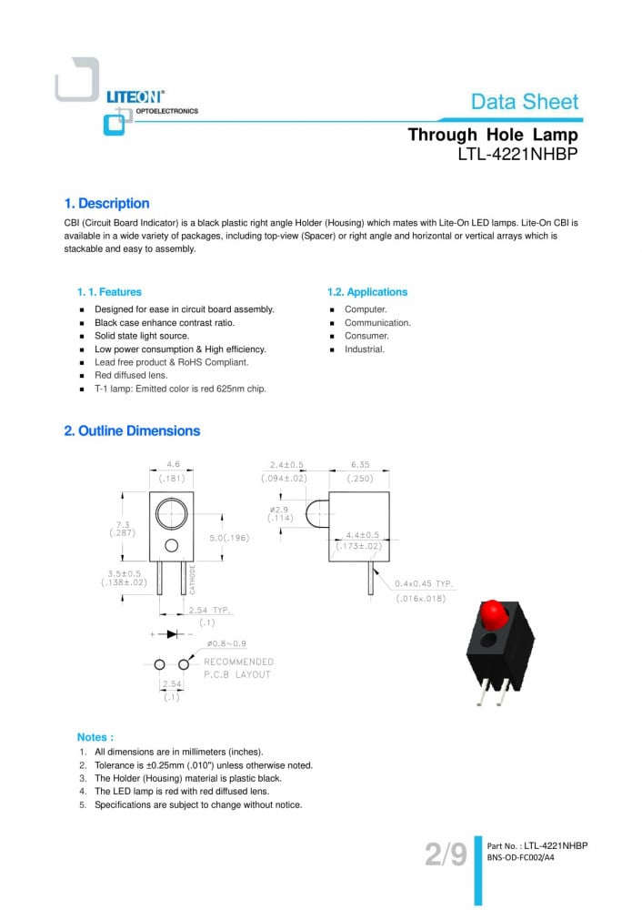 LTL-4221NHBP datasheet page 2