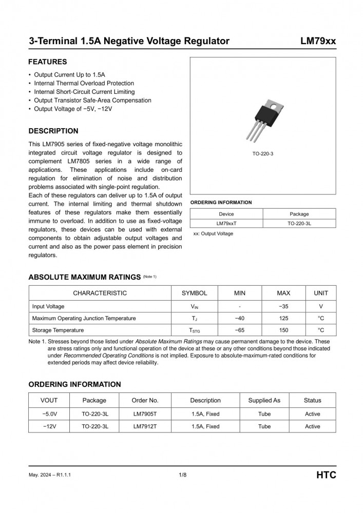 LM7912T datasheet page 1