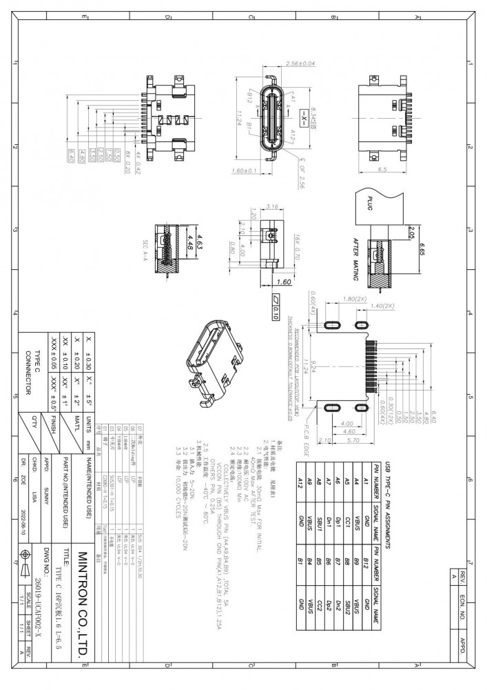 MINTRON 26019-UCAF002-X technical document page