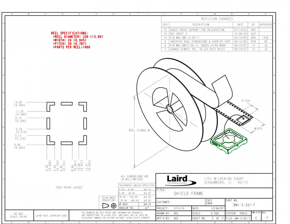 BMI-S-201 shield frame drawing, sheet 2