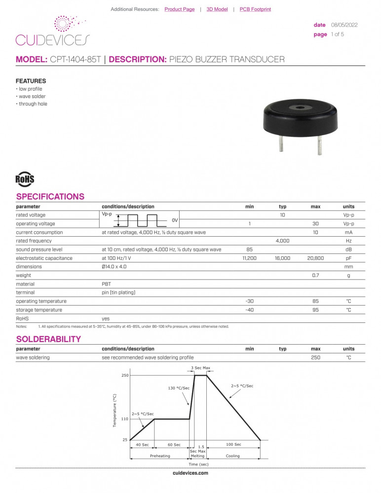 CPT-1404-85T datasheet page 1