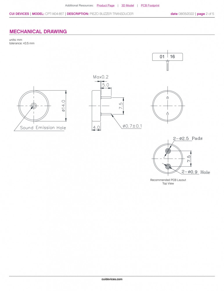 CPT-1404-85T datasheet page 2