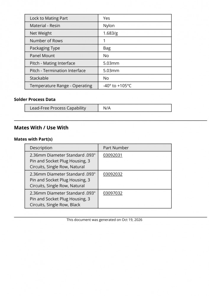 Molex 03091030 drawing page 3