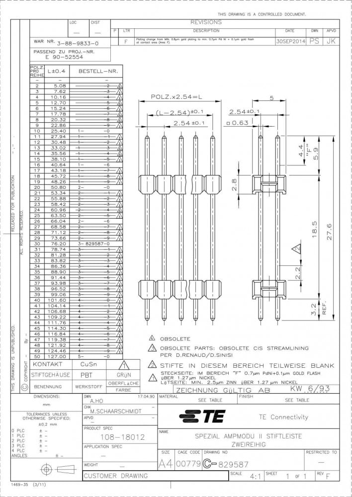 TE Connectivity C-829587 customer drawing